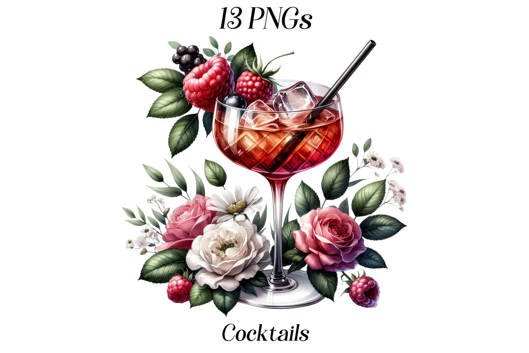 Watercolor Cocktail Clipart, 13 PNG Files, Summer Cocktail, Tropical ...