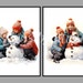 Watercolor Kids Building Snowman Clipart (JPEG, PNG) - Etsy