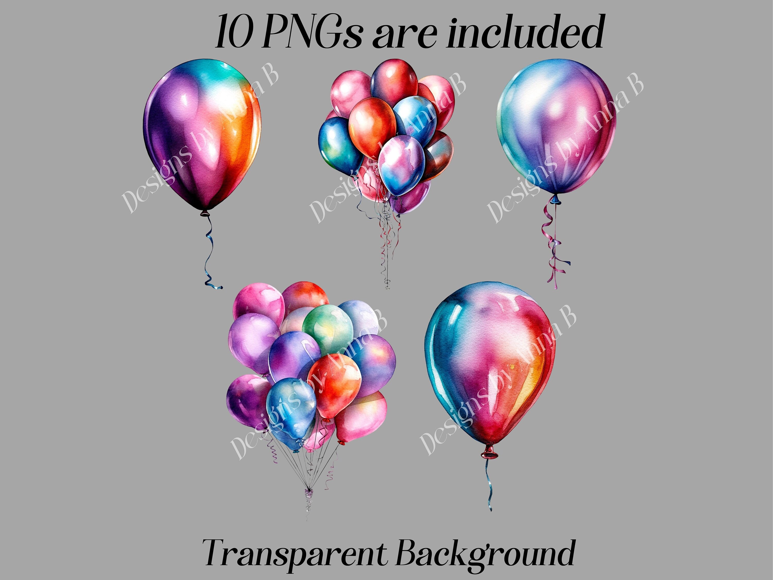 Watercolor Party Balloons Clipart: Celebration Decor (digital Download ...