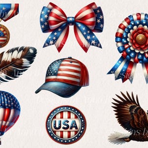 Patriotic USA Clipart: American Flag Watercolor Images (digital ...