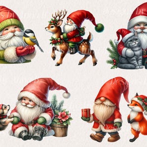 Gnome With Christmas Animals Clipart - Festive Gnome PNG, Holiday ...