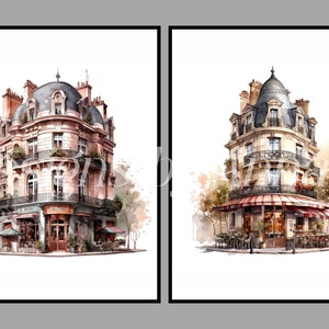 Watercolor Paris Cafe Clipart, 10 High Quality JPEG and PNG Files ...