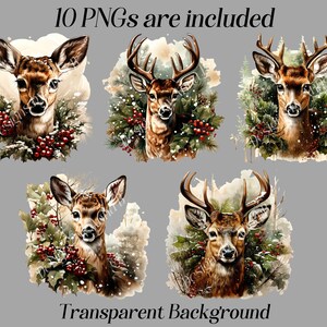 Watercolor Christmas Deer Clipart: Holiday Card Making (JPEG, PNG) - Etsy