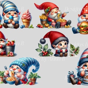 Watercolor Gnomes Eating Food Clipart, 42 PNG Files, Cute Garden Gnome ...