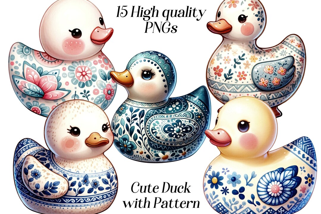 Cute Duck Clipart, Watercolor, Easter Duck Clip Art, Png, Ceramic, Bird ...
