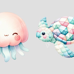 Watercolor Cute Nautical Clipart, 12 High Quality PNG Files, Ocean ...