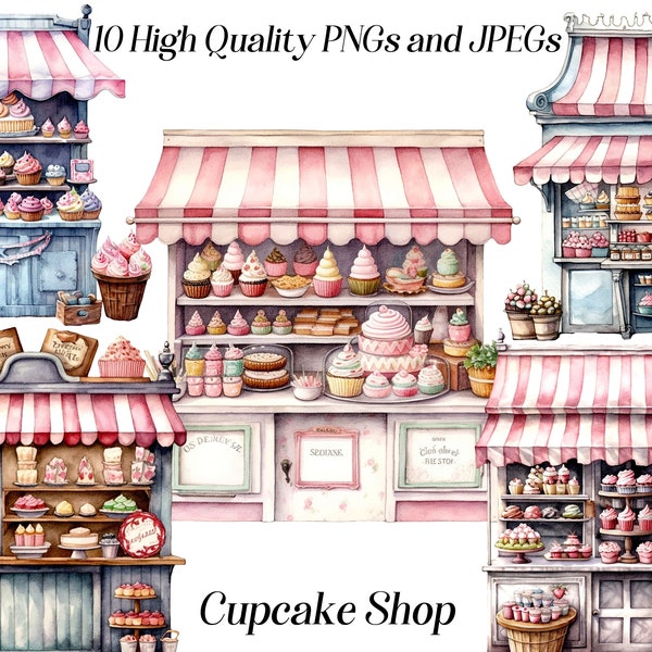 Watercolor Bakery Clipart - Etsy