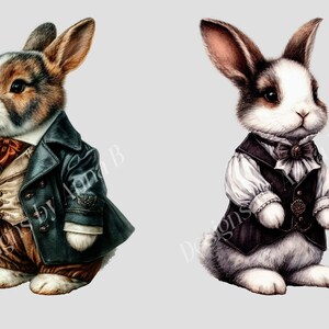 Watercolor Victorian Bunny Clipart, 10 High Quality PNG Files ...