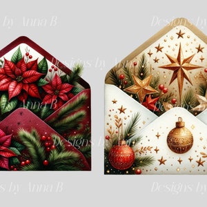Watercolor Christmas Envelopes Clipart: Festive Holiday PNG Files - Etsy