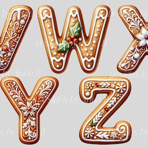 Watercolor Gingerbread Cookie Alphabet Clipart (PNG Files) - Etsy
