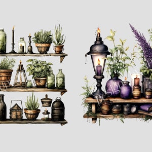 Watercolor Witches Inventory Clipart, 10 High Quality PNG Files ...