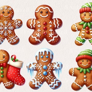 Gingerbread Man Clipart: 36 Christmas PNG Illustrations (digital ...