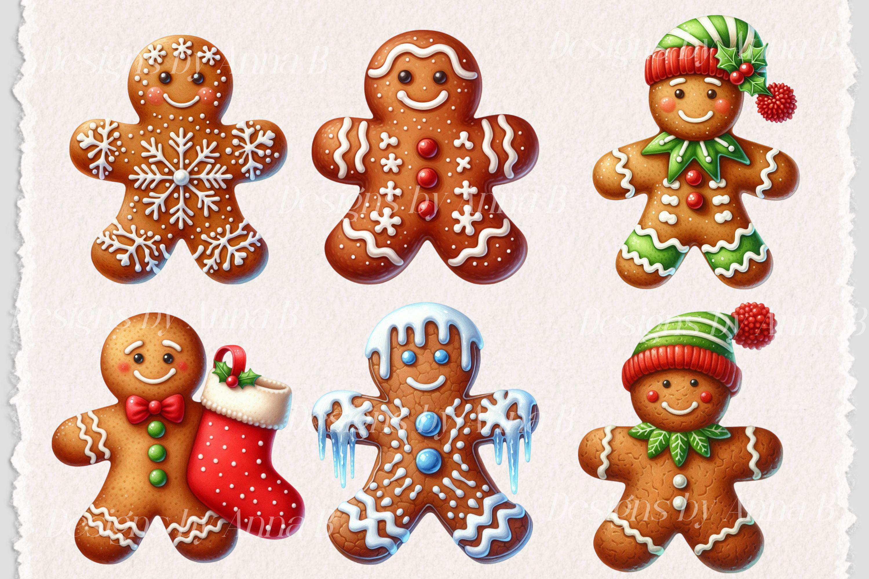 Gingerbread Man Clipart: 36 Christmas PNG Illustrations (digital ...