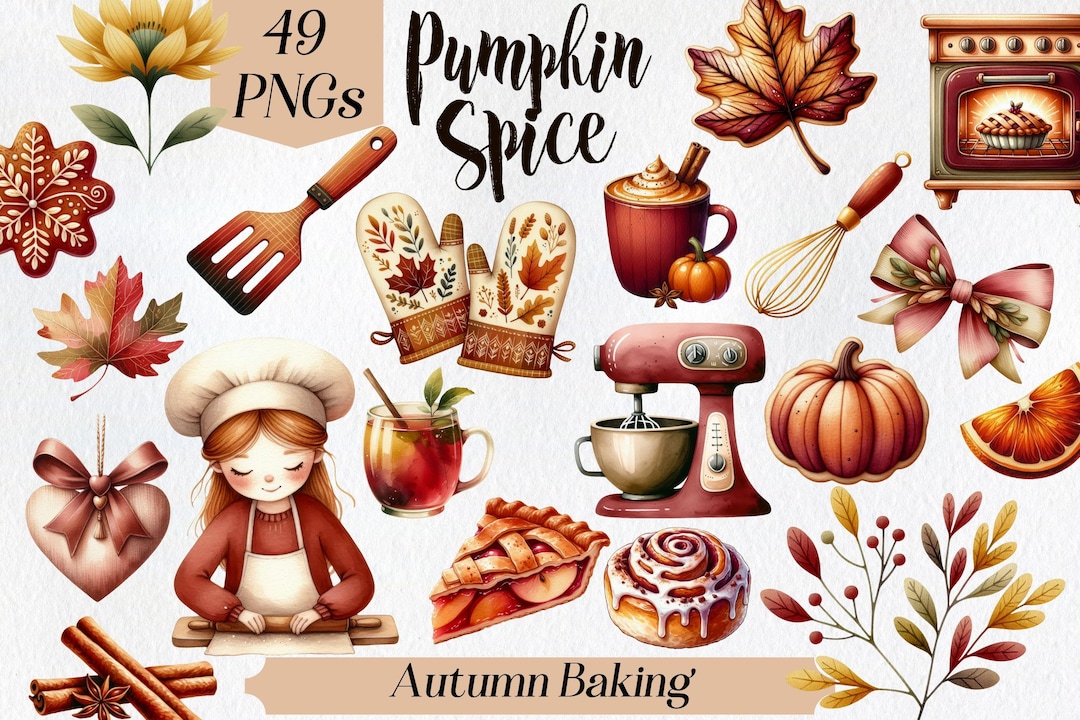 Autumn Baking Clipart, Fall Season, Cooking, Pumpkin Pie, Cooking ...