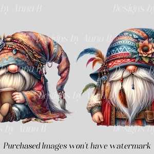 Watercolor Boho Gnome Clipart: 13 PNG Files (digital Download) - Etsy