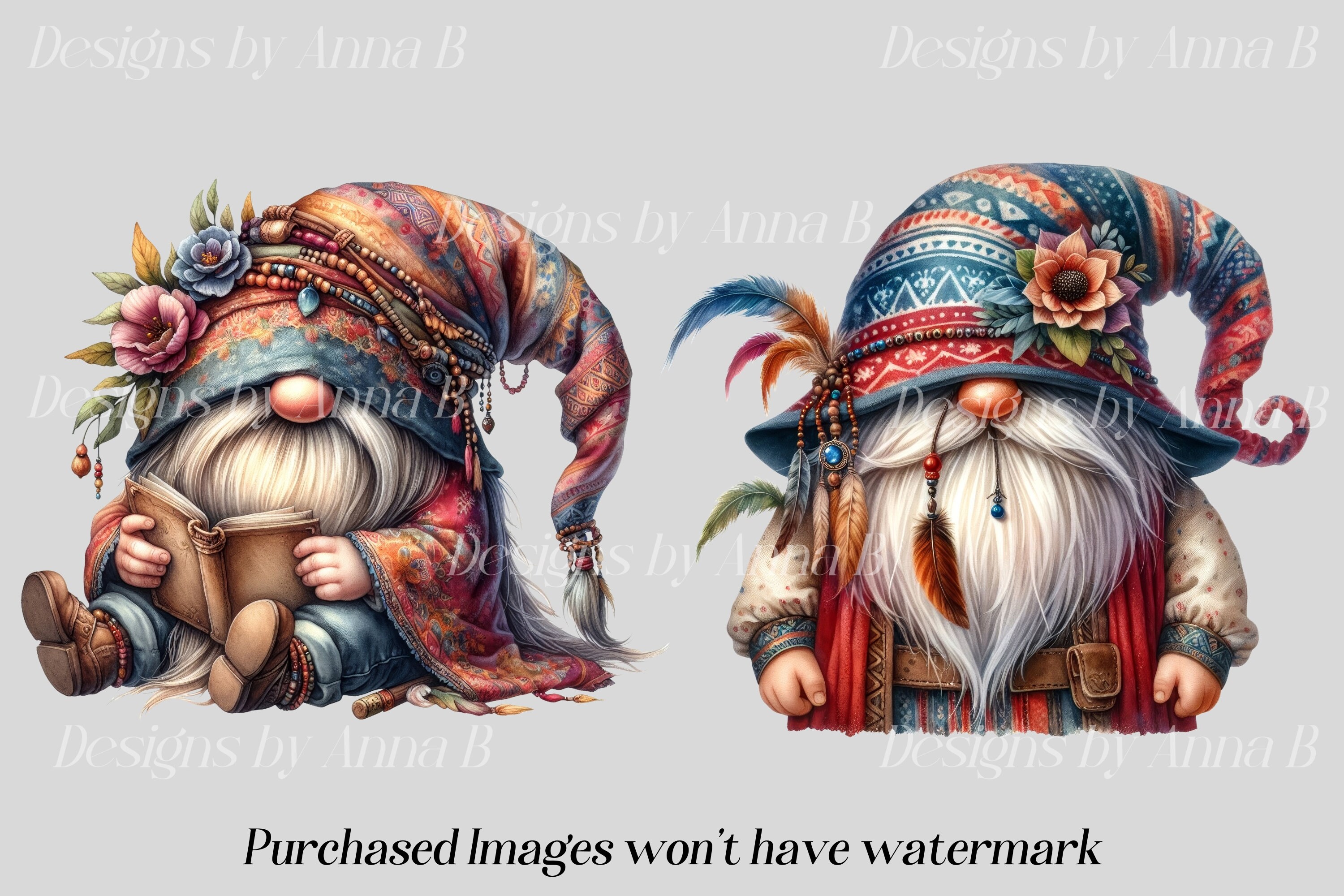 Watercolor Boho Gnome Clipart: 13 PNG Files (digital Download) - Etsy