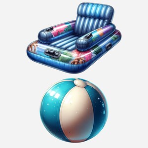 Watercolor Inflatable Pool Toys Clipart, 13 PNG Files, Summer Clipart ...