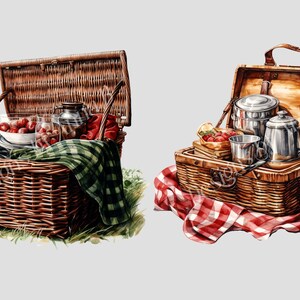 Watercolor Picnic Basket Clipart: Summer Food Graphics (PNG Files) - Etsy