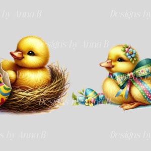 Easter Duckling Clipart, Watercolor Spring Duck Clip Art, Png, Cute ...