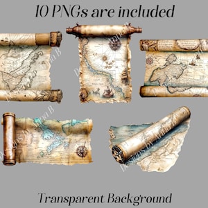 Watercolor Old Map Clipart, 10 High Quality JPEG and PNG Files, Vintage ...