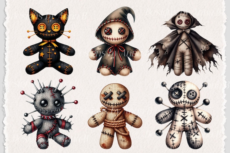 Watercolor Voodoo Doll Clipart: Gothic Halloween PNG (digital Download ...