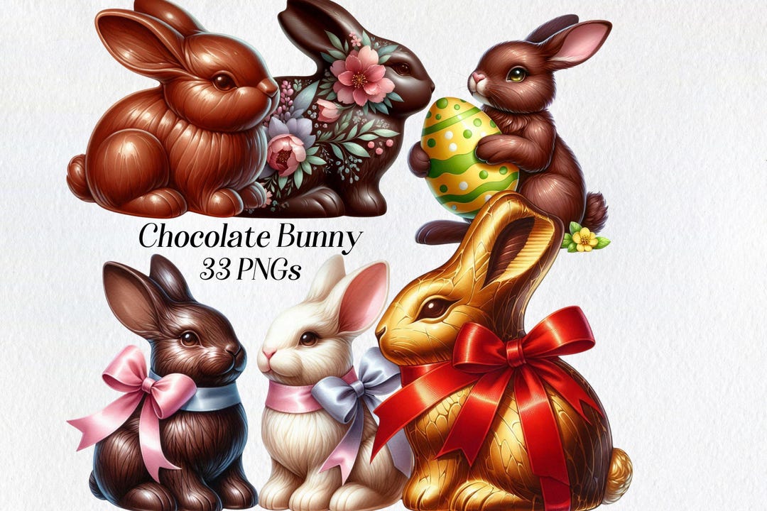 Chocolate Bunny Clipart, Easter Rabbit Clip Art, Png, Watercolor ...