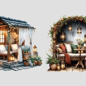 Watercolor Cozy Festive Corner Clipart, 10 High Quality PNG Files, Cozy ...