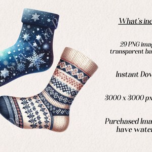 Winter Socks Clipart, Watercolor Cozy Knitted Socks Clip Art, Png ...