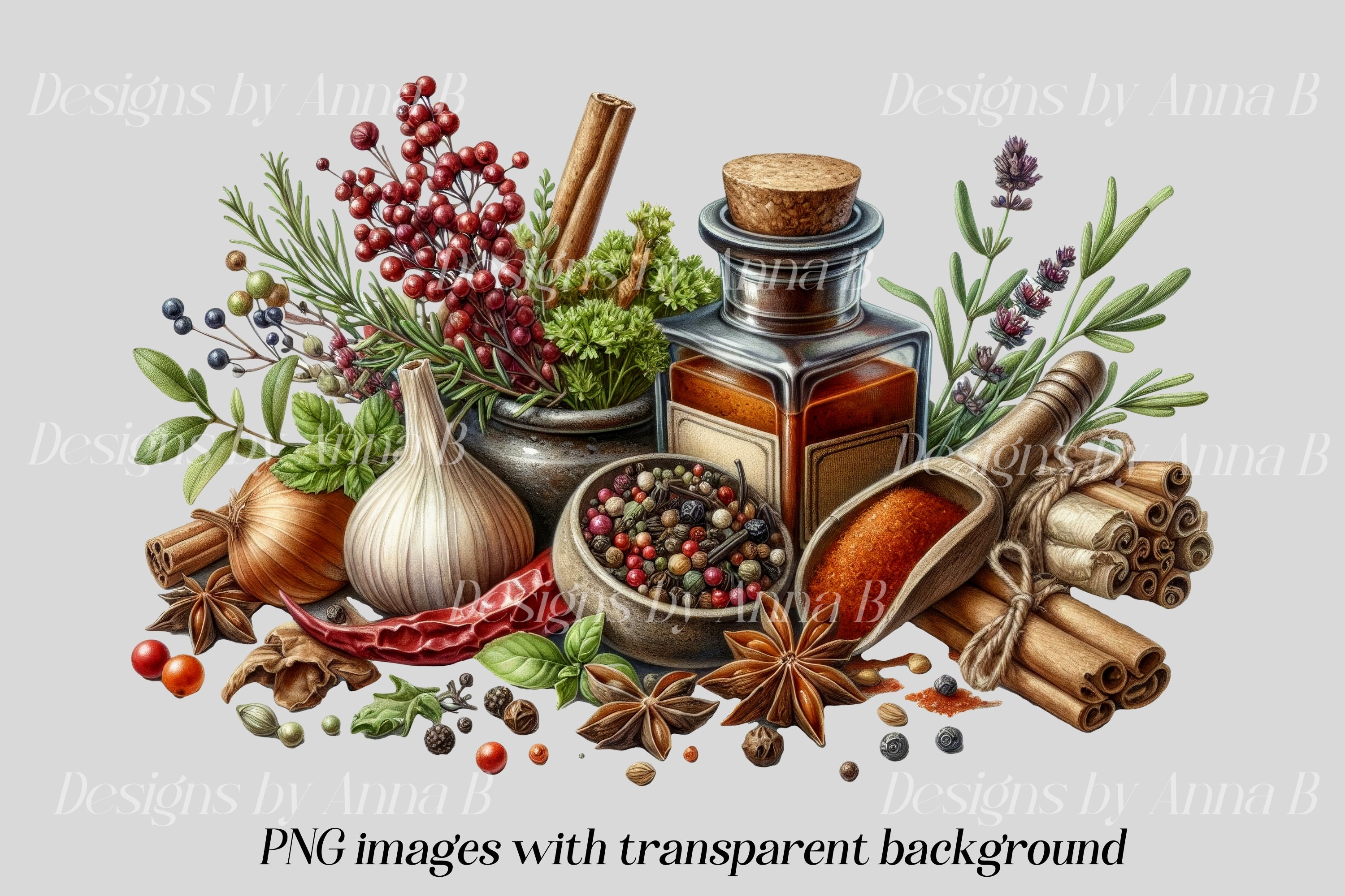 Herbs And Spices Clipart Spices And Herbs Clipart Graphic By