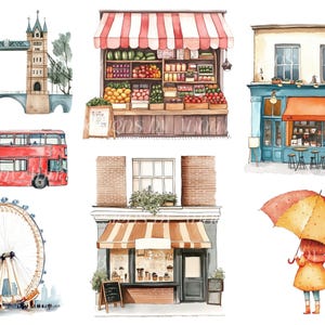Watercolor London Clipart – City Landmarks PNG Set (digital Download ...