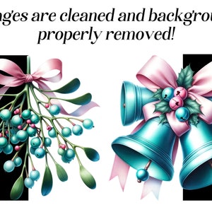 Watercolor Christmas Clipart: Teal & Pink Festive Pngs (digital ...