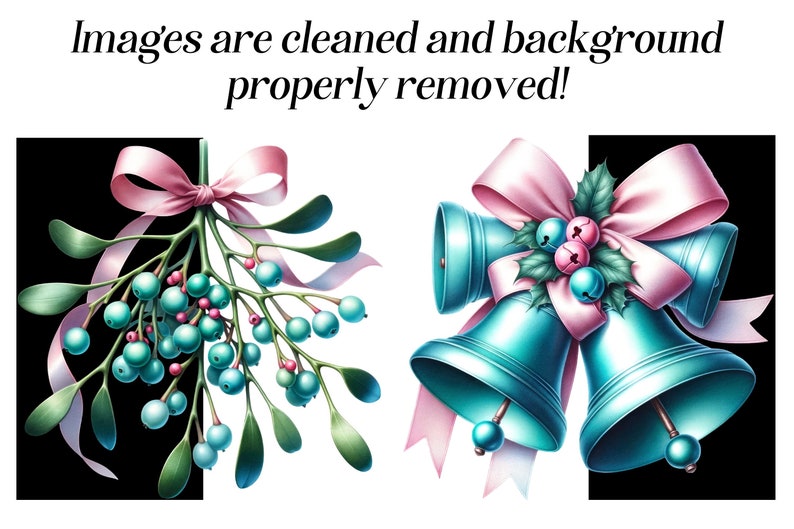 Watercolor Christmas Clipart: Teal & Pink Festive Pngs (digital ...