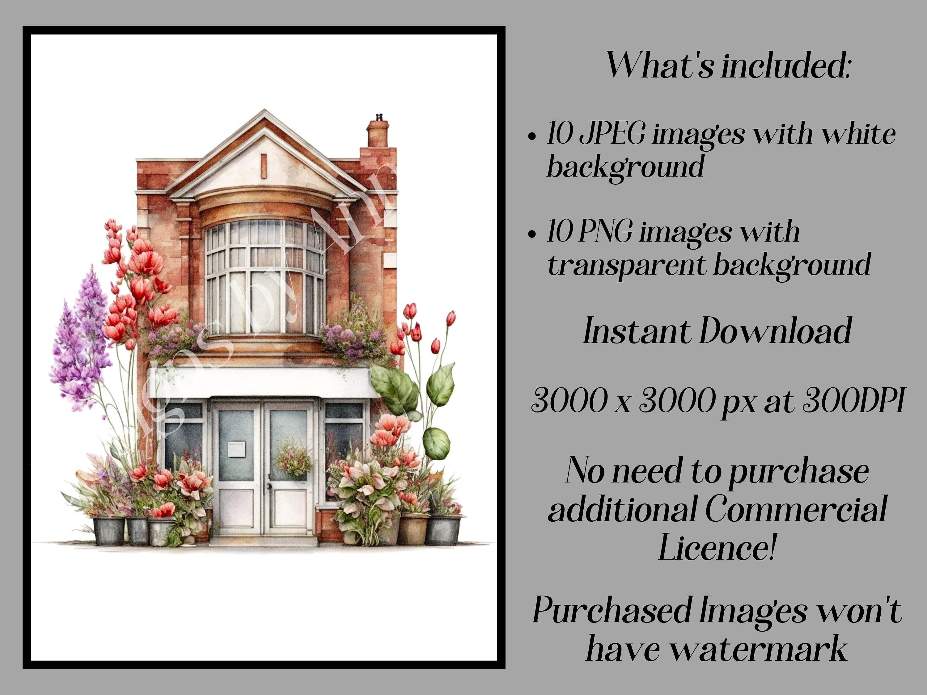 Watercolor Store Front Clipart 10 High Quality JPEG and PNG - Etsy