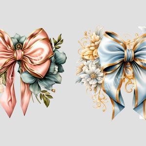 Watercolor Shabby Chic Bow Clipart: 10 PNG Files (digital Download) - Etsy