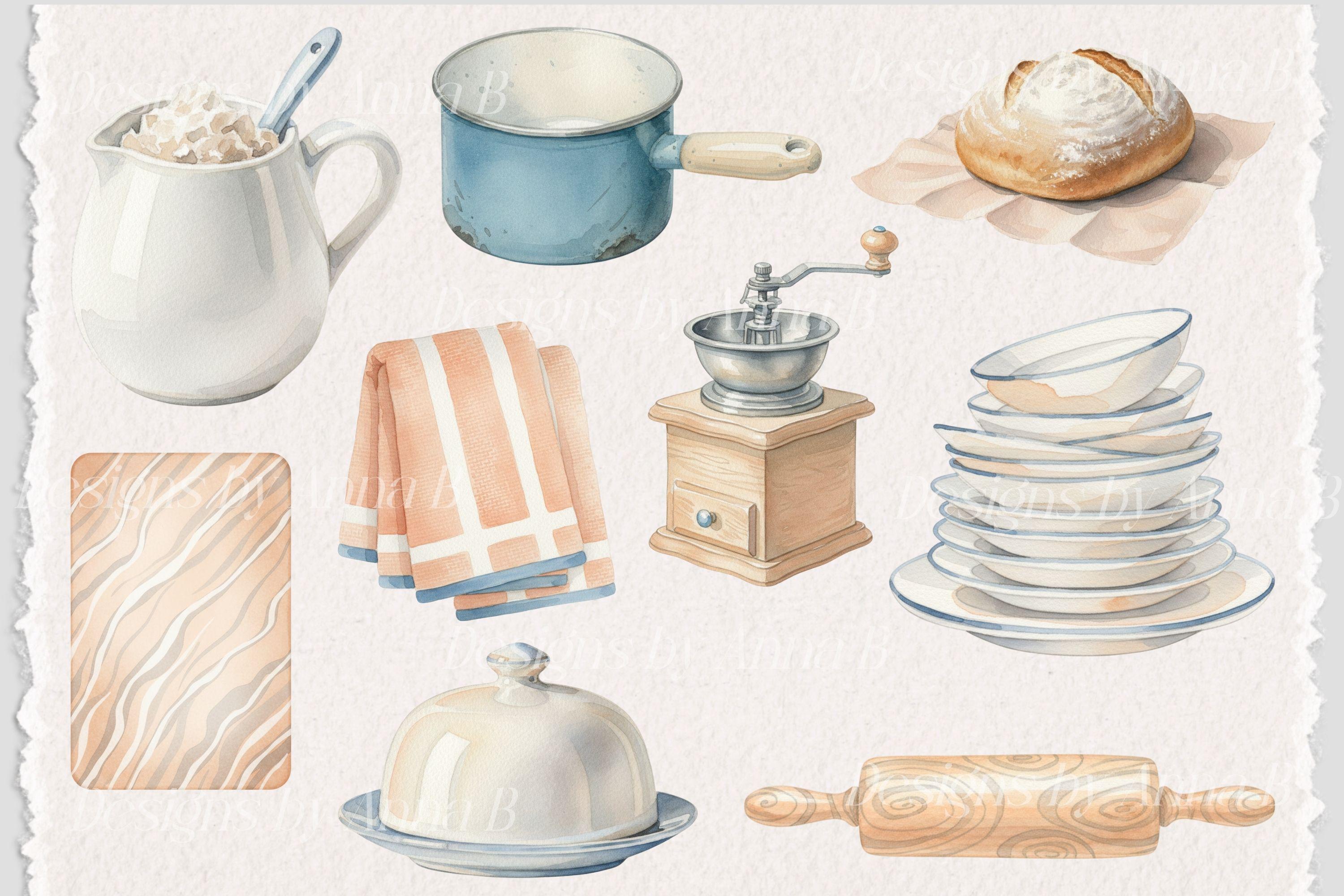 Vintage Kitchen Clipart, Cottage Baking Cookware Rustic Pngs - Etsy