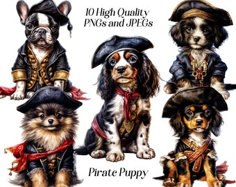 Pirate Dog Clipart Bundle Watercolor Art Human Animal PNG - Etsy