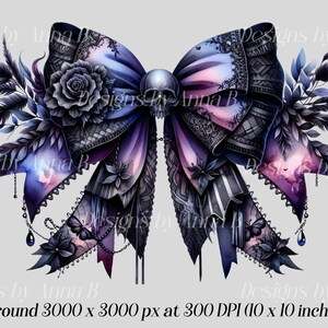 Watercolor Gothic Bow Clipart: Black Bow Illustration (14 PNG Files) - Etsy