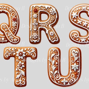 Watercolor Gingerbread Cookie Alphabet Clipart (PNG Files) - Etsy