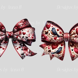 Watercolor Valentine Bow Clipart, 10 High Quality PNG Files, Love ...