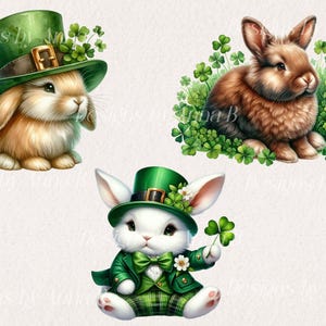 St. Patricks Bunny Clipart Cute Shamrock Bunny PNG, Irish Holiday ...