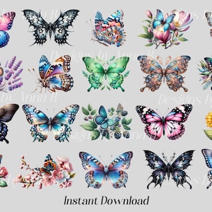 Watercolor Butterfly Clipart Bundle: 212 PNG Files (digital Download ...