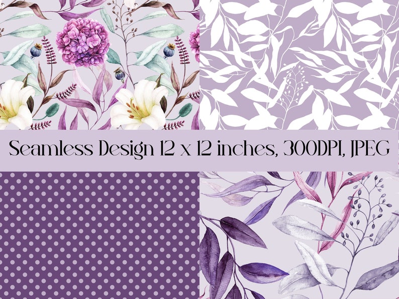 Seamless Digital Paper Floral Botanical Patterns Lilac - Etsy