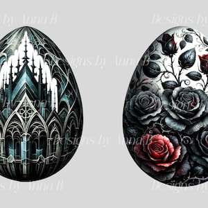 Watercolor Gothic Easter Egg Clipart, 10 High Quality PNG Files, Goth ...
