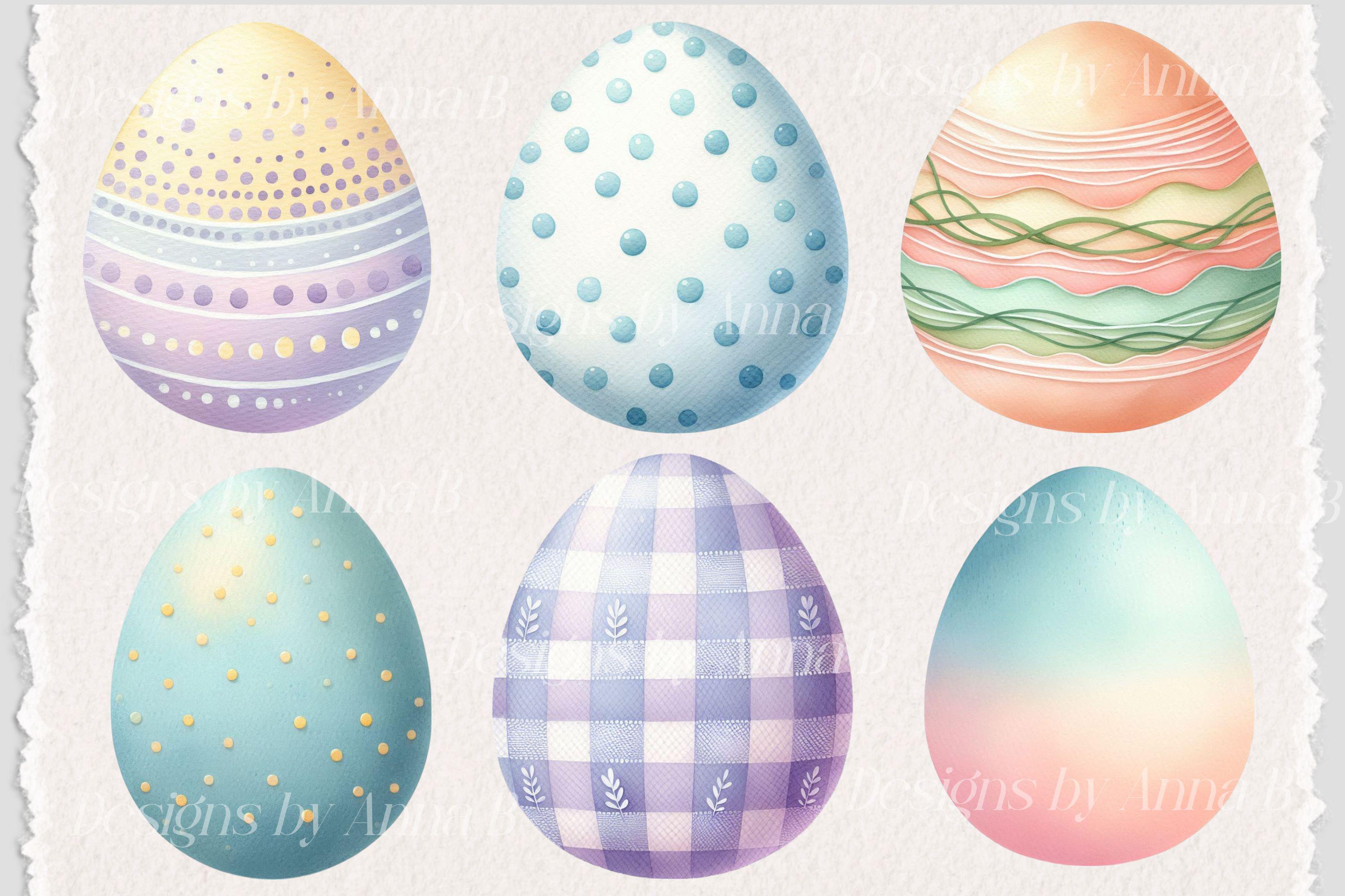 Watercolor Easter Egg Clipart: 38 Pastel PNG Graphics (digital Download ...