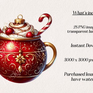 Festive Mug Watercolor Clipart: Christmas Holiday Cocoa (digital ...