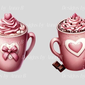 Hot Chocolate Clipart, Watercolor Pink Hot Chocolate Clip Art, Png ...