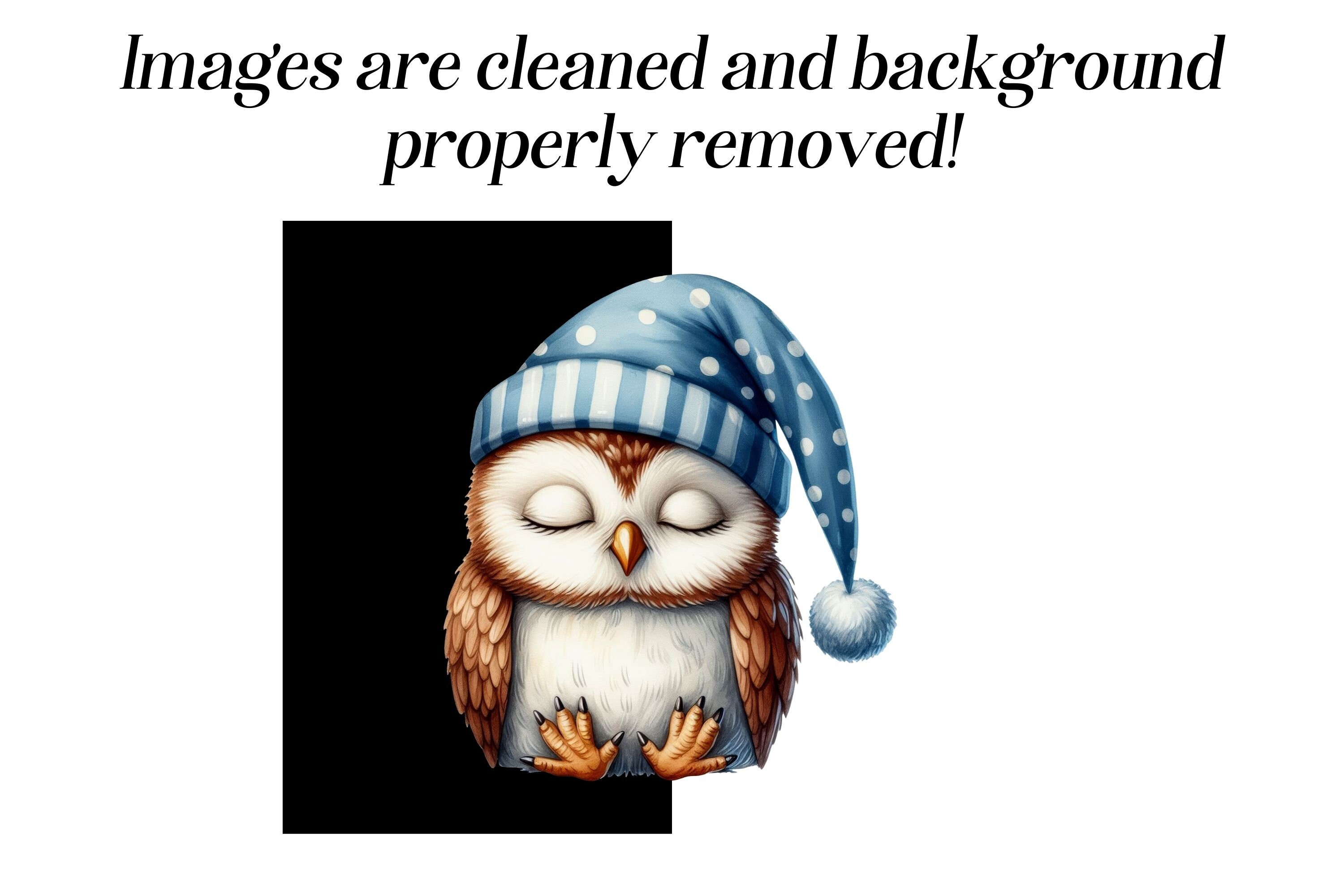 Watercolor Sleepy Owl Clipart: Nursery Art, PNG Files (digital Download ...