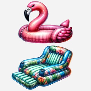 Watercolor Inflatable Pool Toys Clipart, 13 PNG Files, Summer Clipart ...