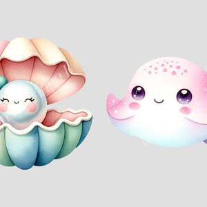 Watercolor Cute Nautical Clipart, 12 High Quality PNG Files, Ocean ...