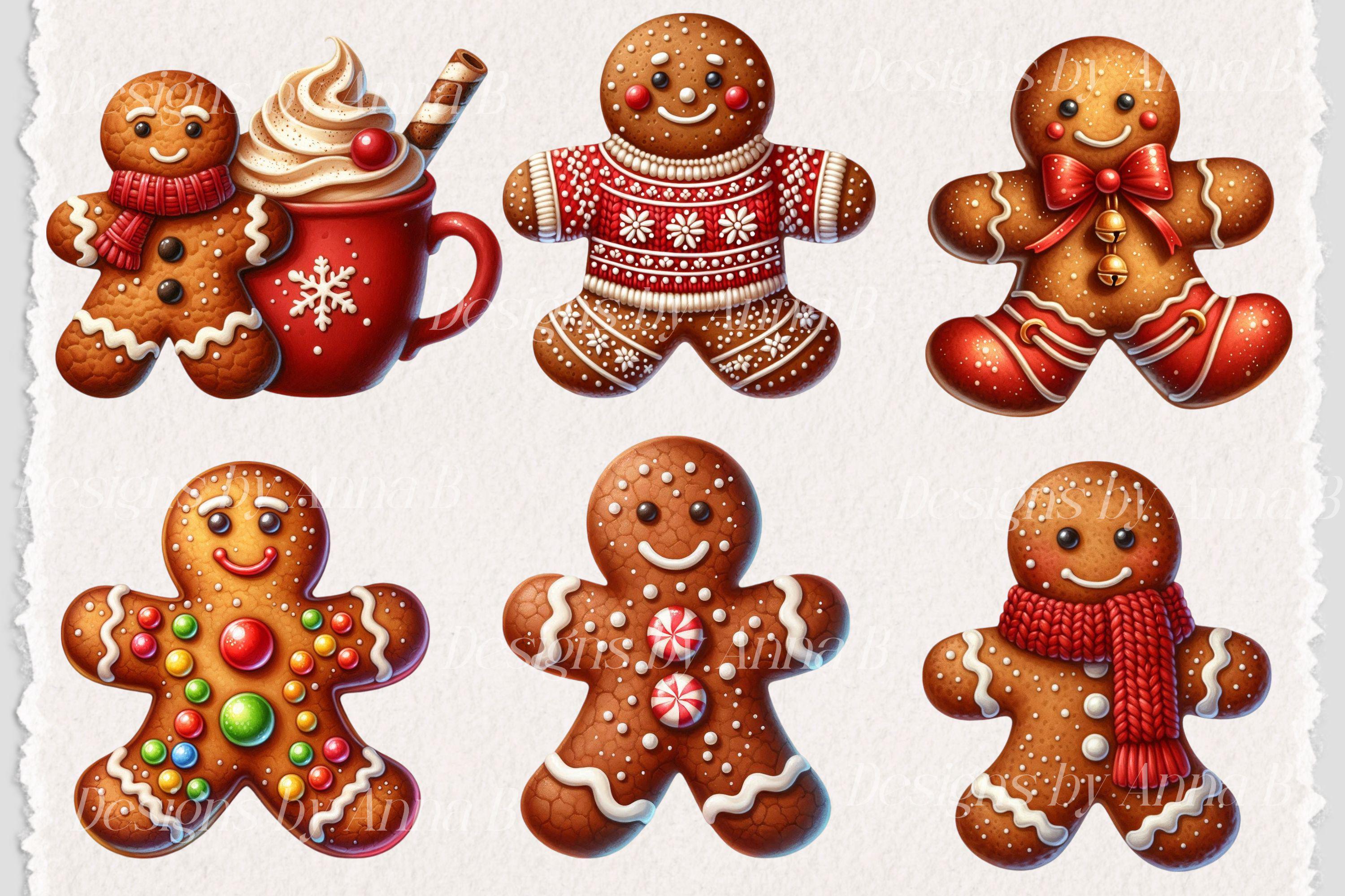 Gingerbread Man Clipart: 36 Christmas PNG Illustrations (digital ...